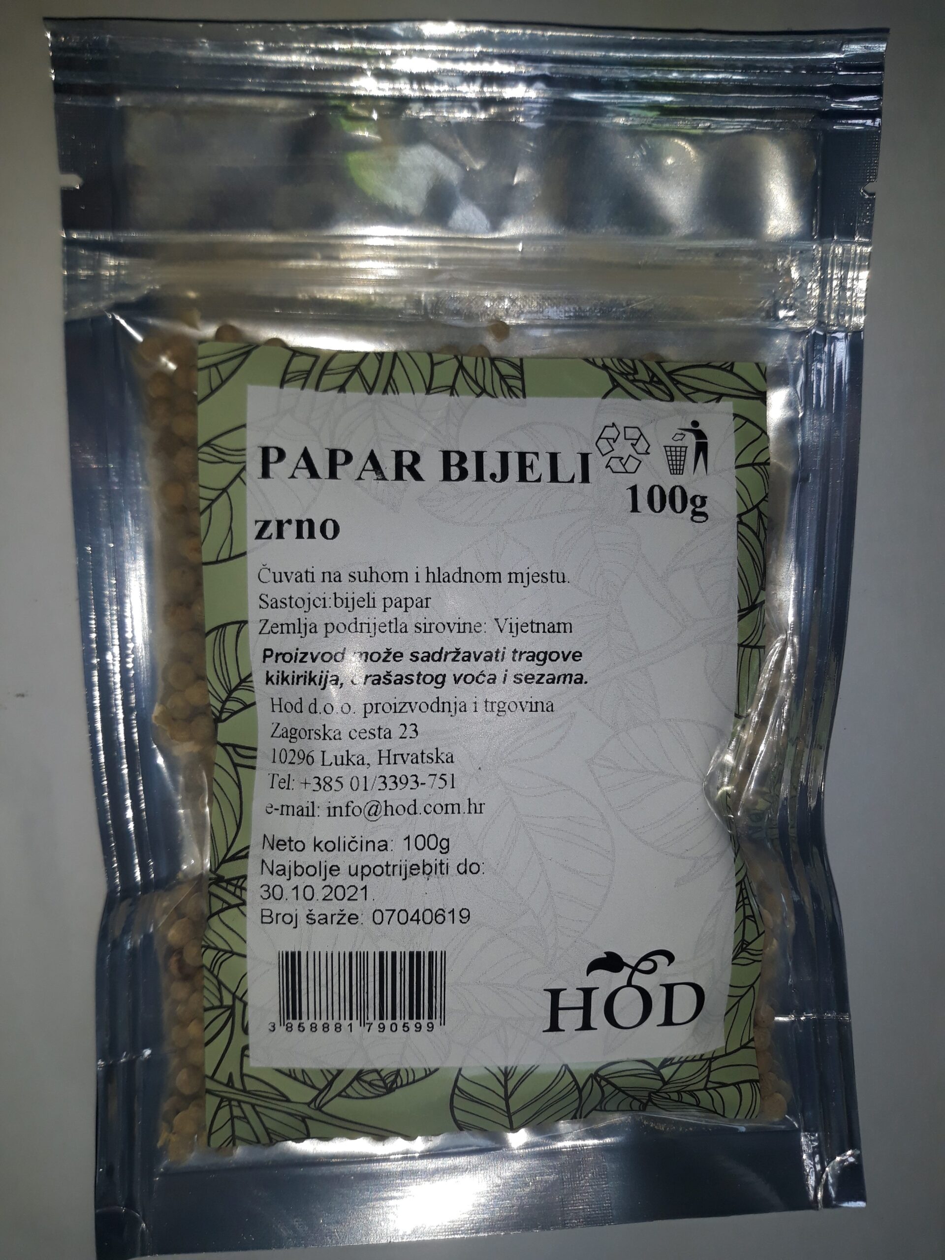 PAPAR BIJELI MLJEVENI 100 G - Kolinje.hr - prva specijalizirana web ...